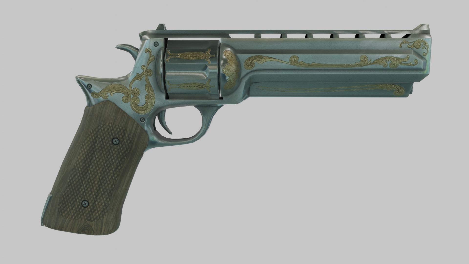 3D model Rigged Low Poly Revolver With PBR Materials and multiple skins ...
