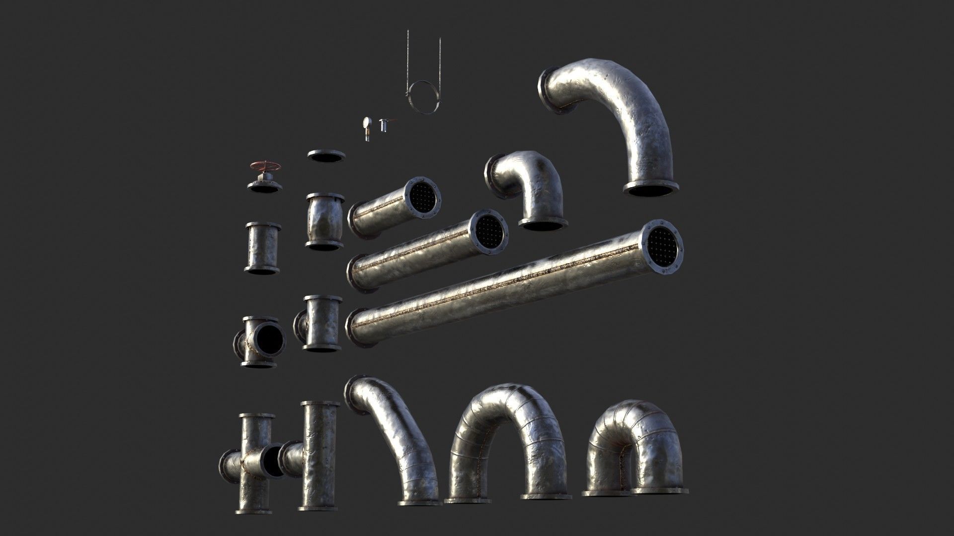 3D model Old Folded Metallic Pipes VR / AR / low-poly | CGTrader