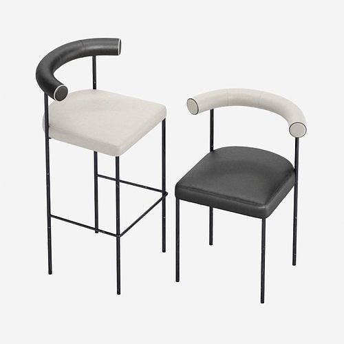 Kashmir simon james stool and chair 3D model | CGTrader