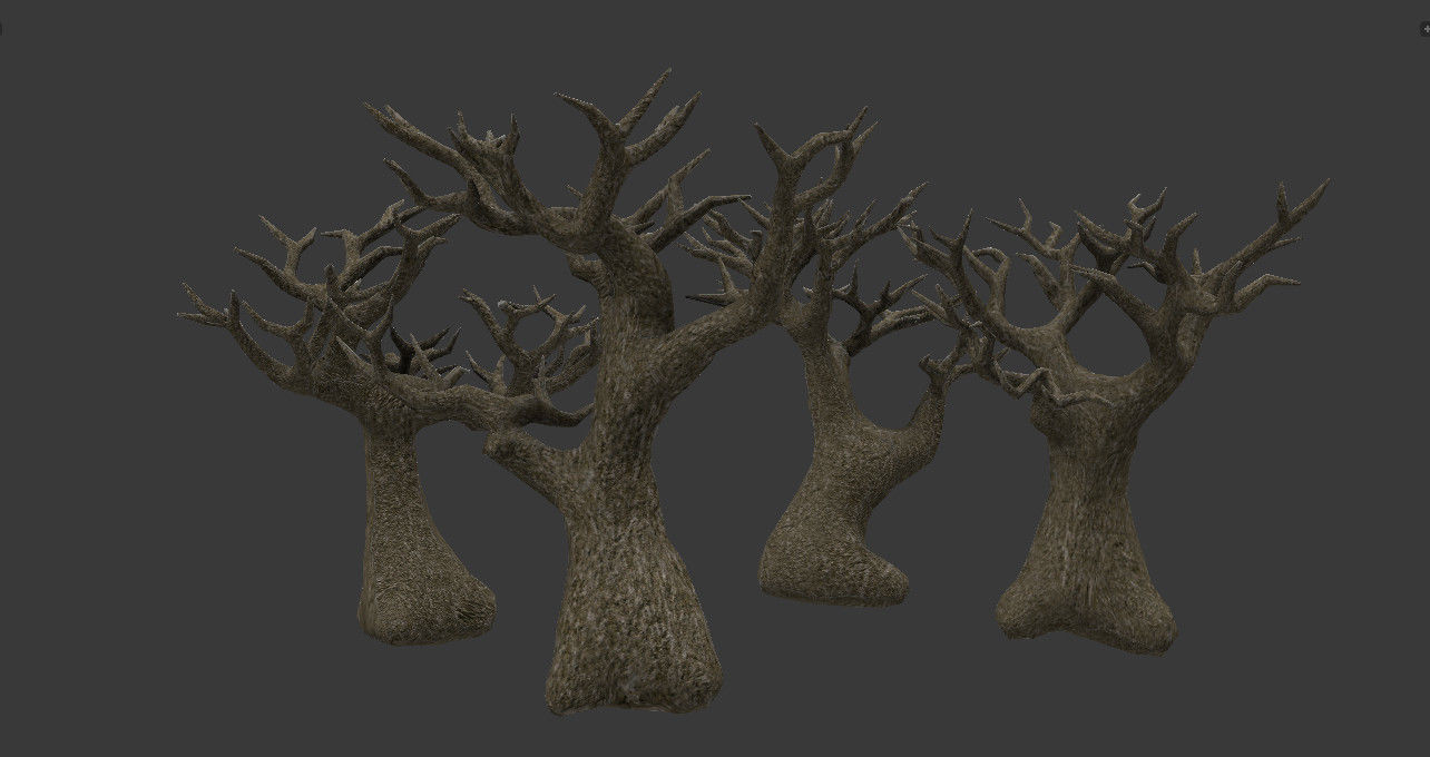 3D model Low poly pbr spooky trees VR / AR / low-poly | CGTrader