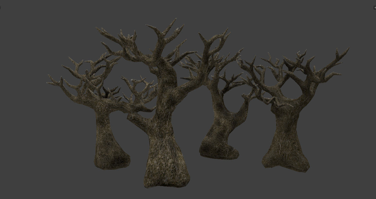 3D model Low poly pbr spooky trees VR / AR / low-poly | CGTrader