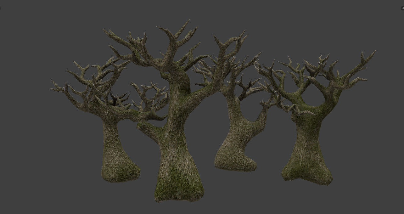 3D model Low poly pbr spooky trees VR / AR / low-poly | CGTrader