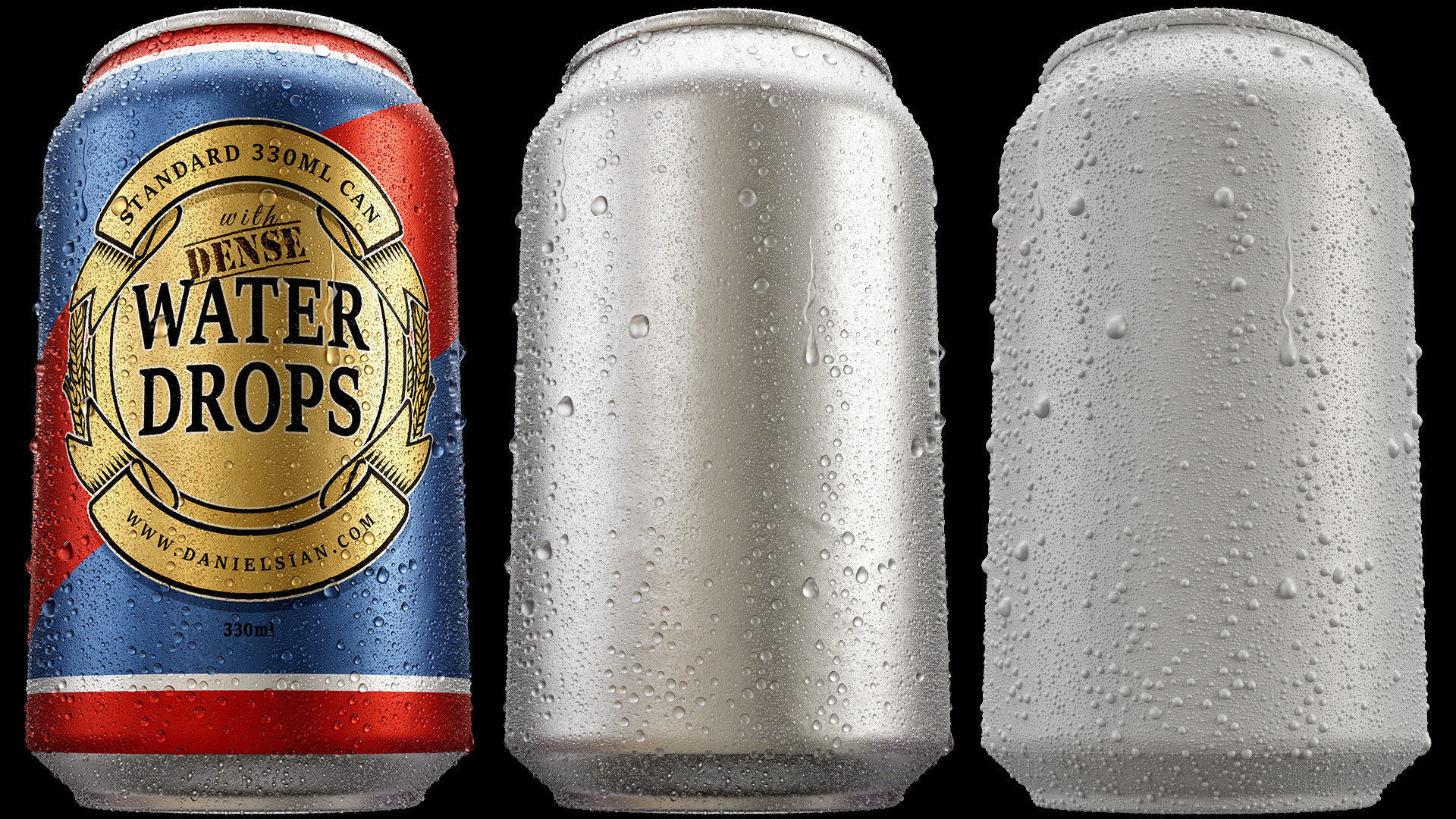 Standard 330ml Beverage Can with Dense Water Drops 3D model | CGTrader