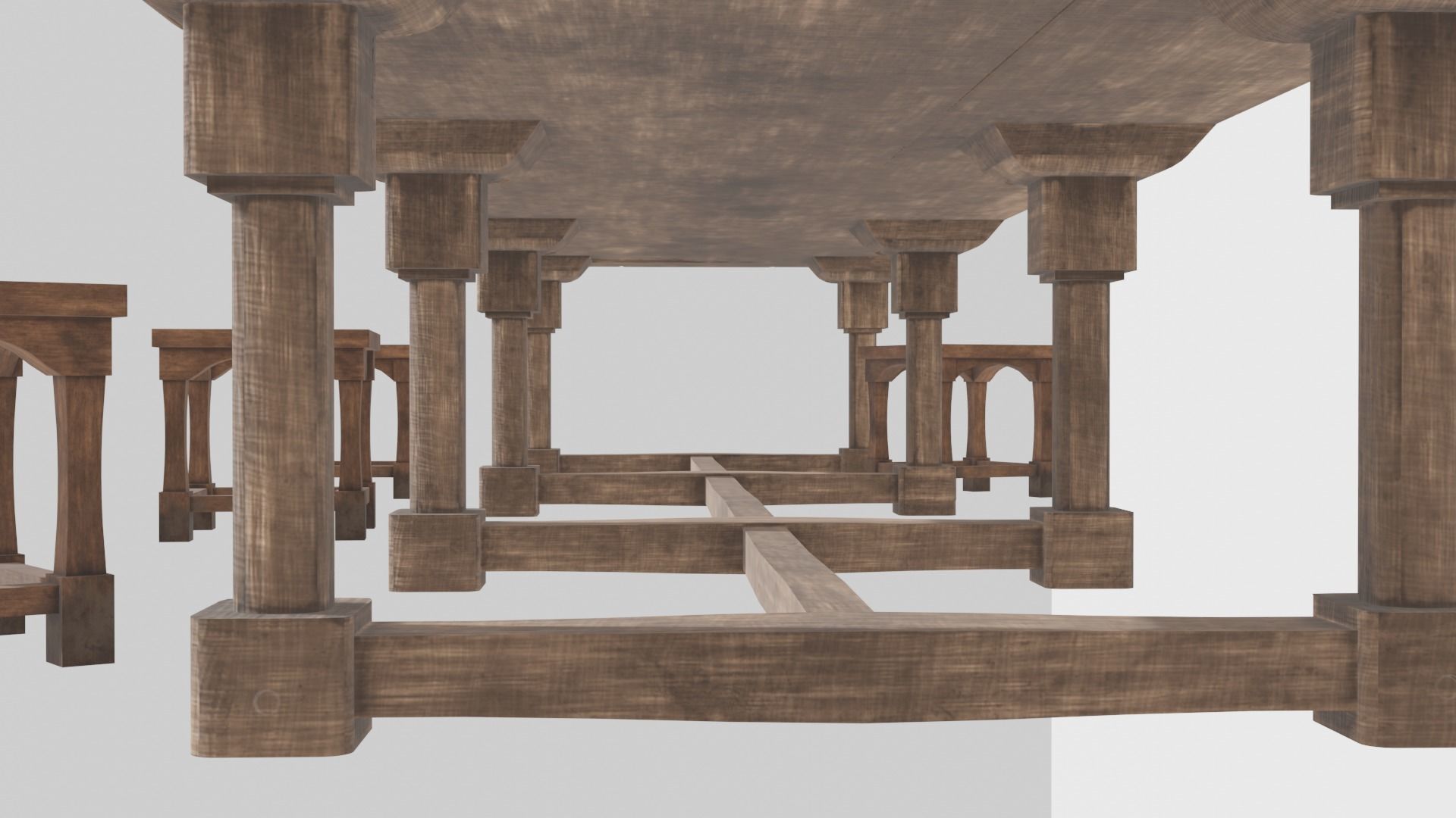 Medieval long table with chairs 3D model | CGTrader