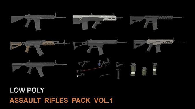 3D model LOWPOLY - ASSAULT RIFLES VOL1 VR / AR / low-poly | CGTrader