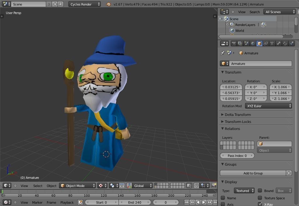 3D model wizard made in blender VR / AR / low-poly rigged animated ...