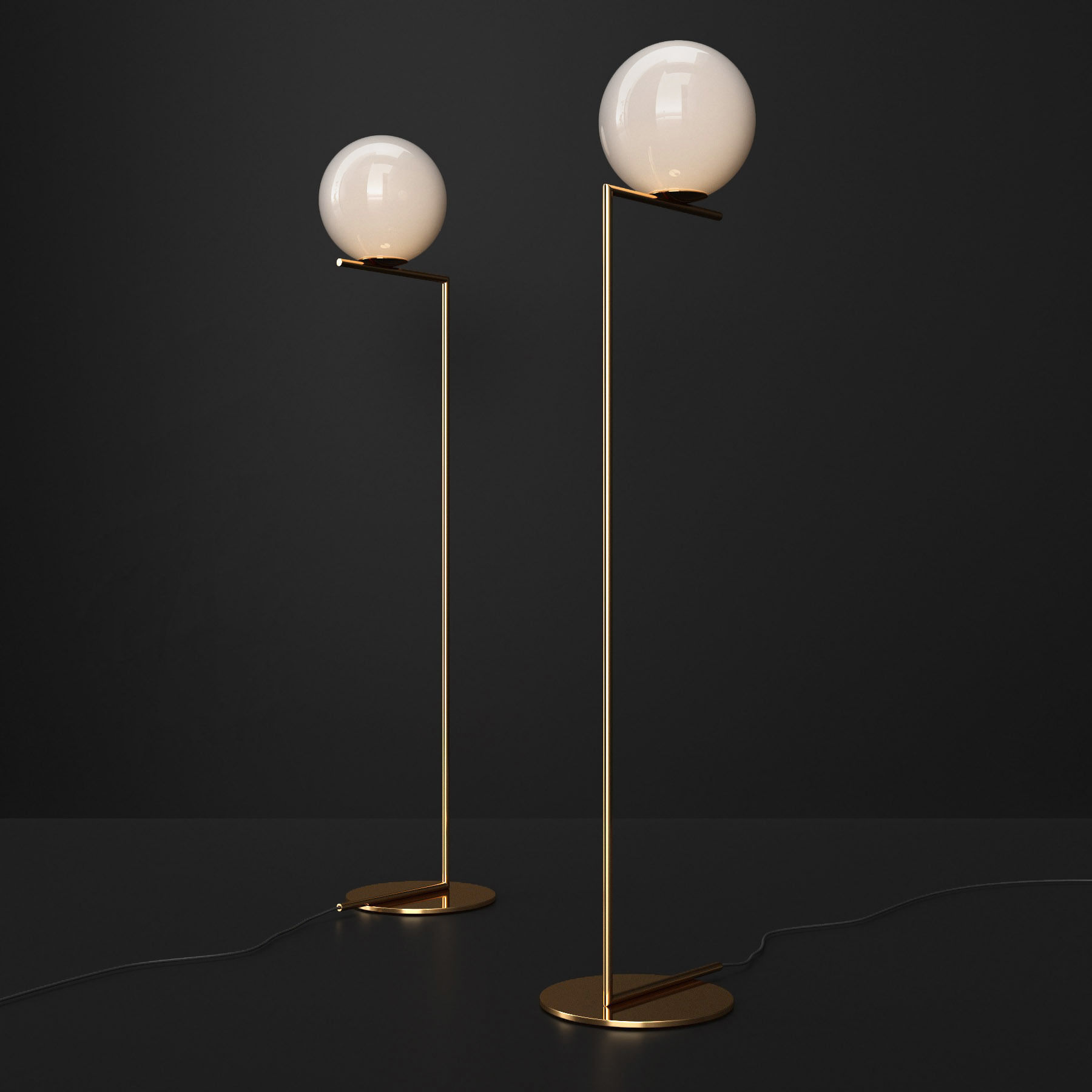 Flos IC floor lamp F2 Gold 3D model | CGTrader