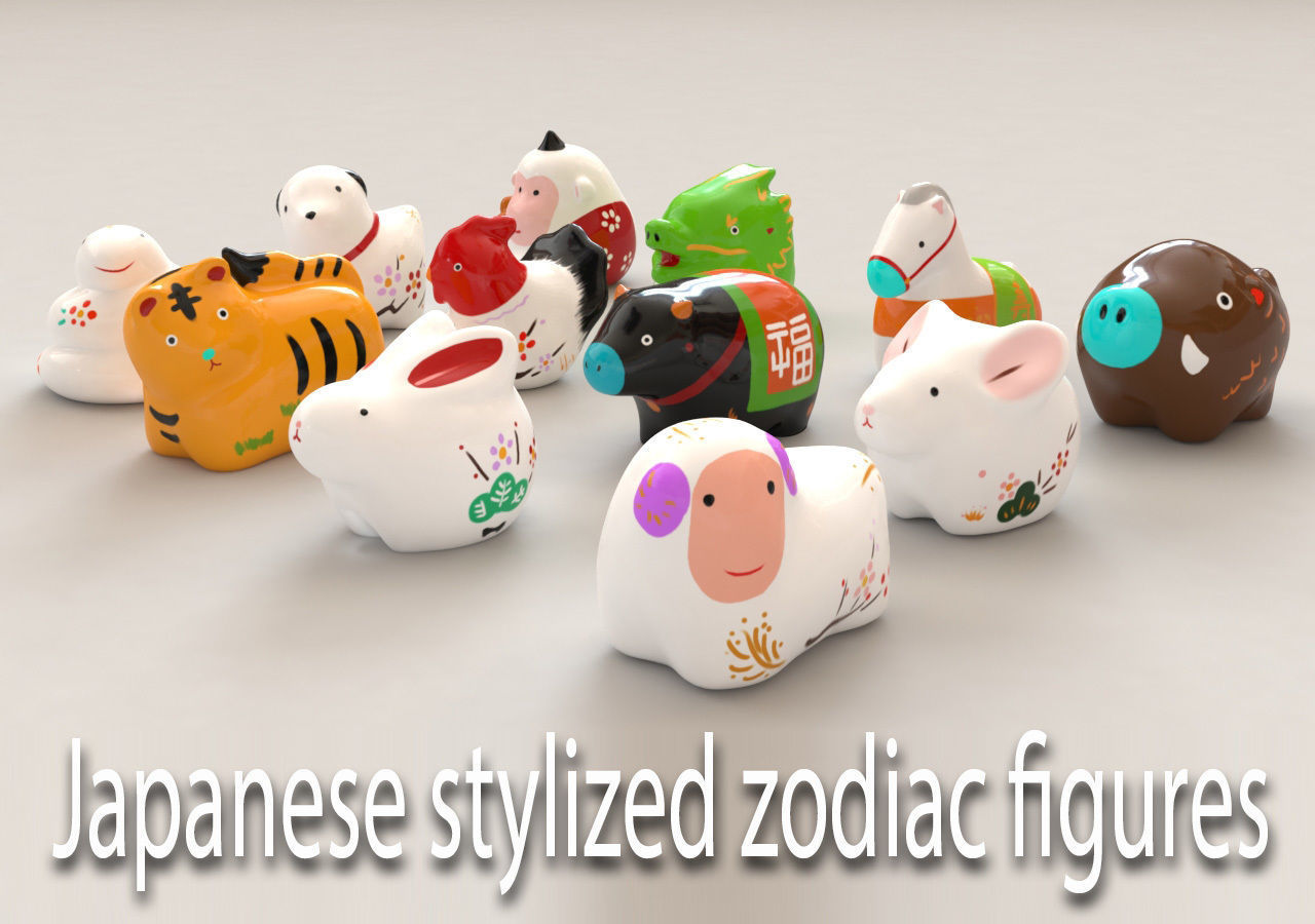 Chinese zodiac signs stylized 3D model 3D model | CGTrader