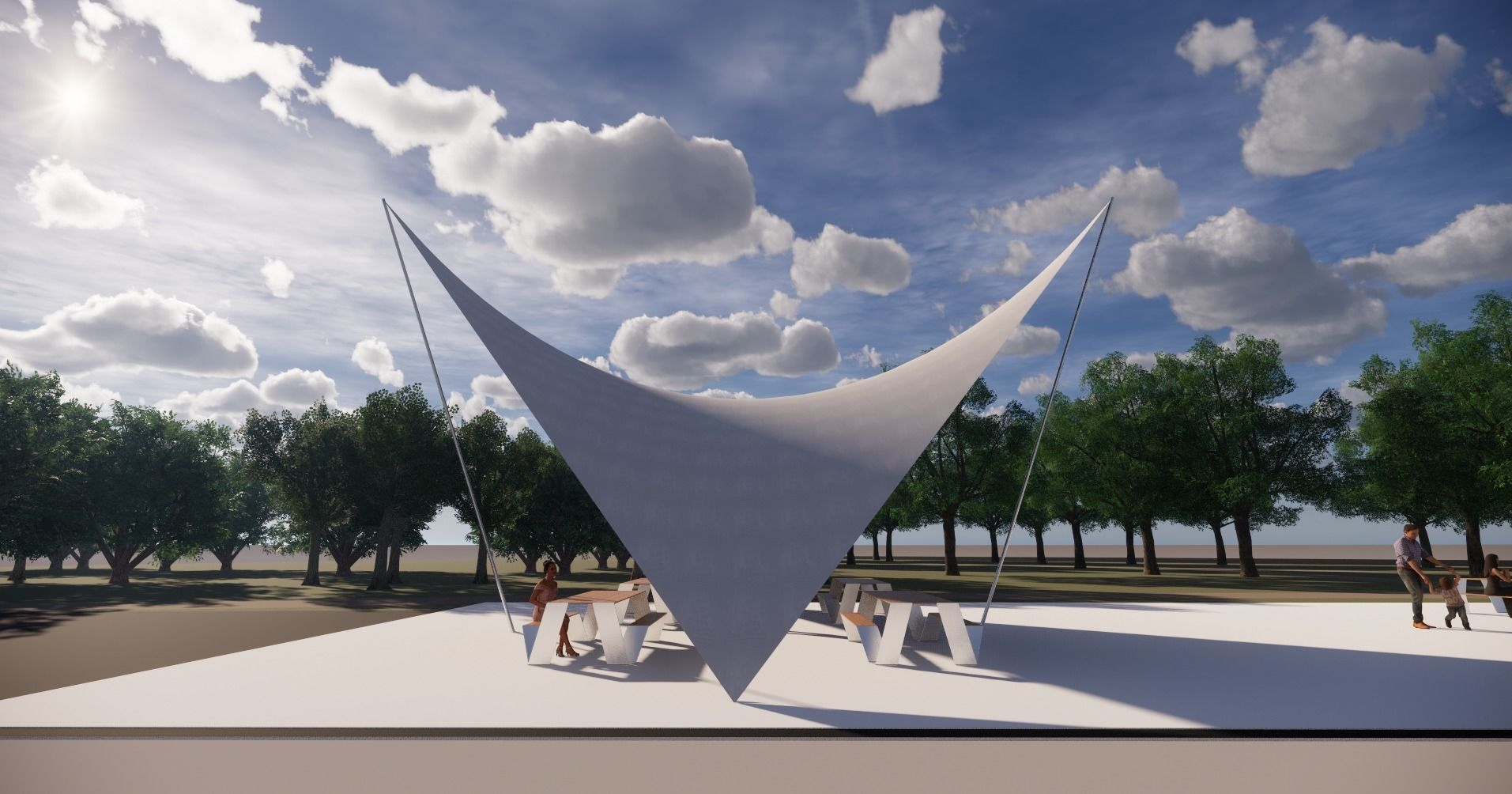 Parametric Tensile Canopy 3D model | CGTrader