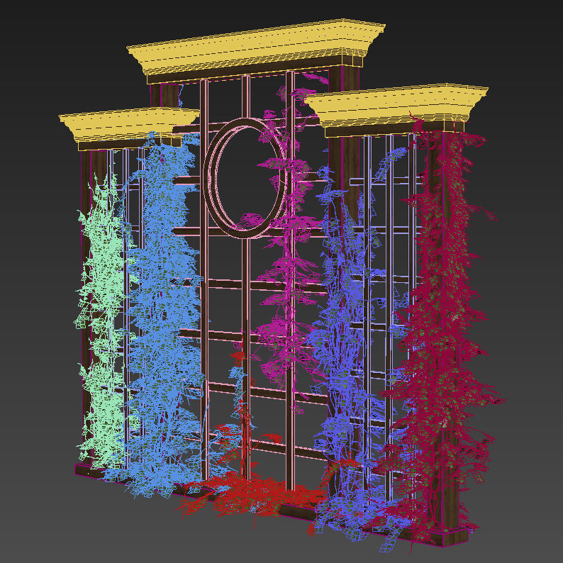 Decor wooden window with ivy growing 3D model | CGTrader