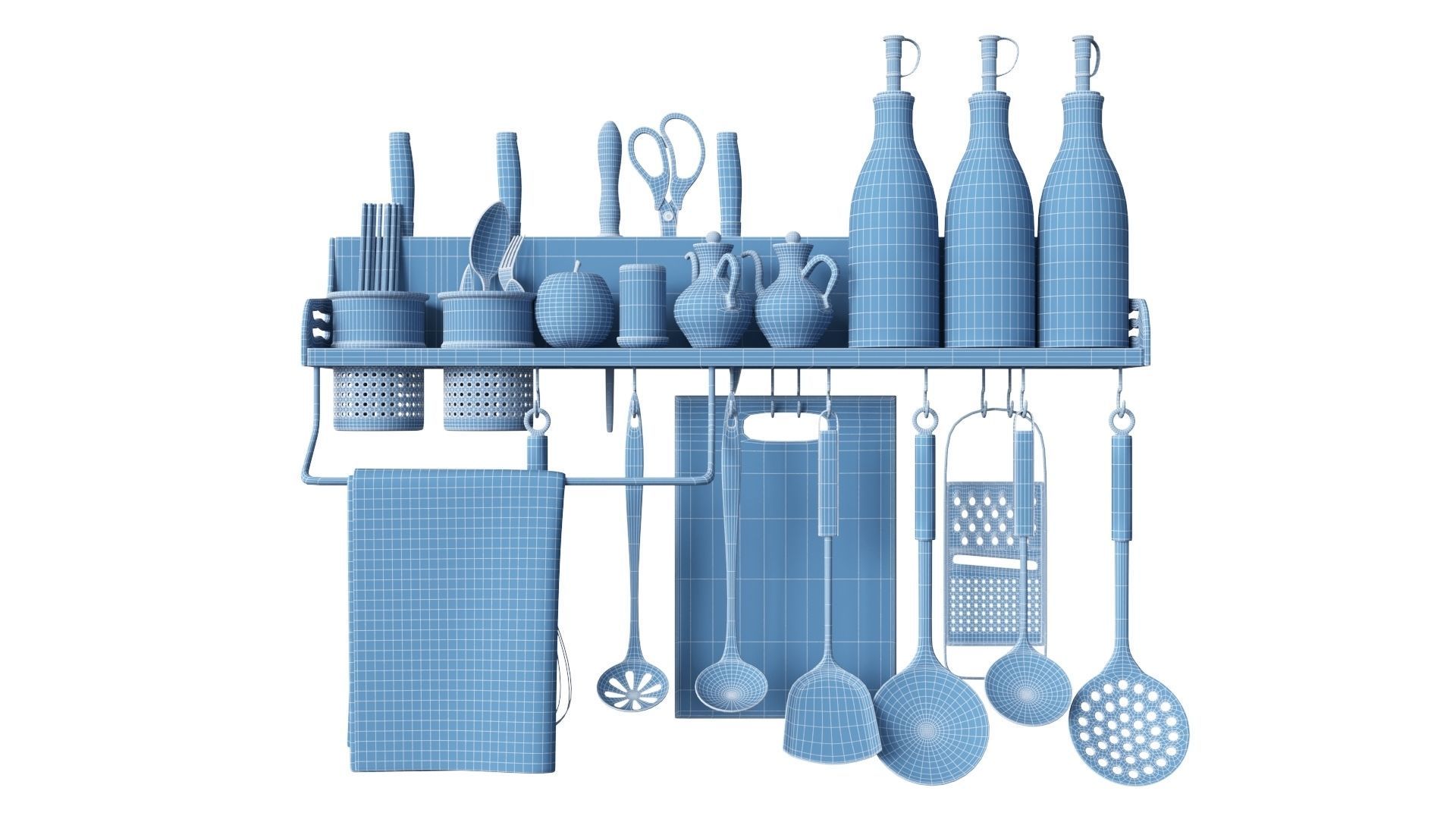 Kitchen Set utensil rack 3D model | CGTrader