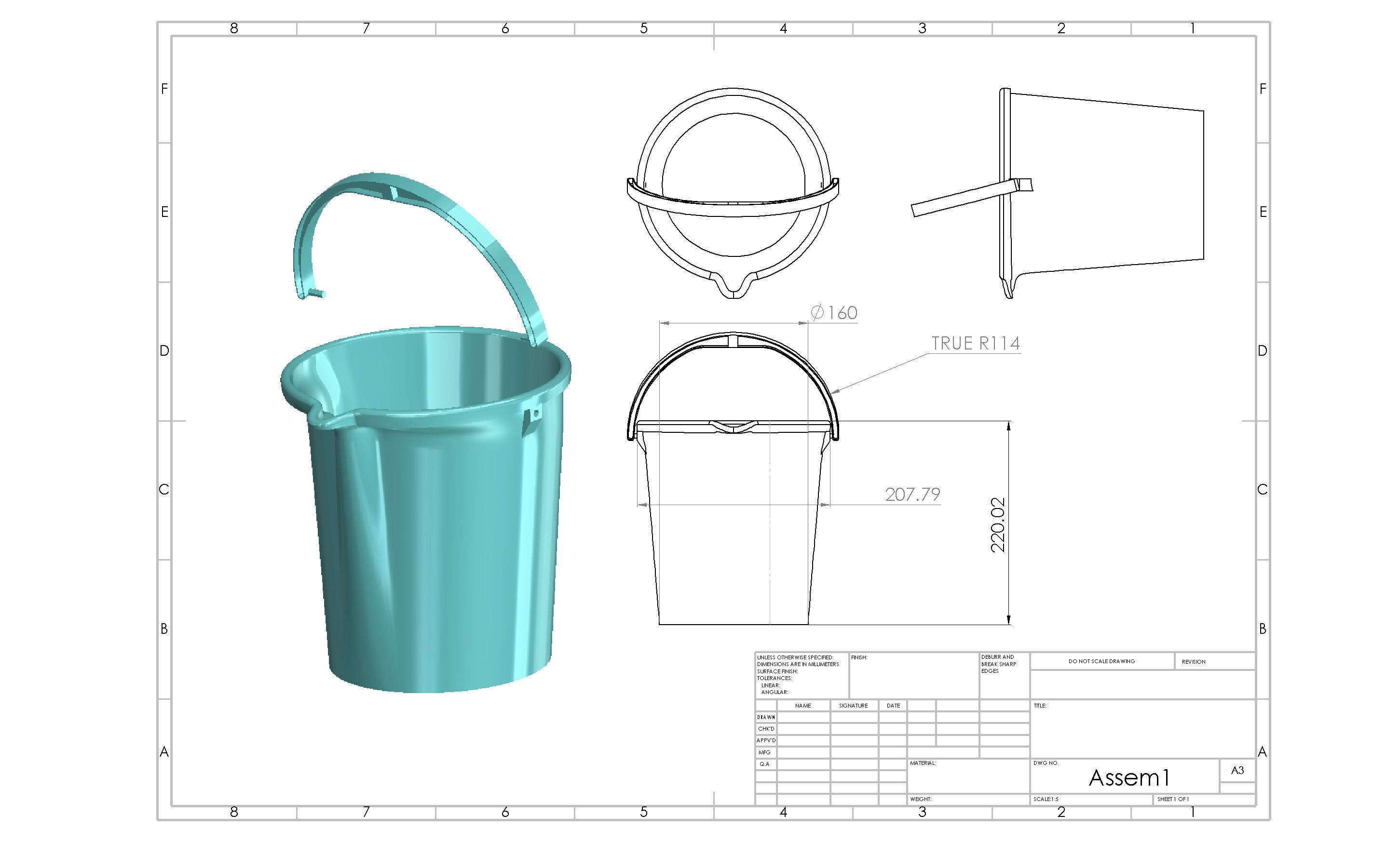 Plastic bucket - solidworks 3D model | CGTrader