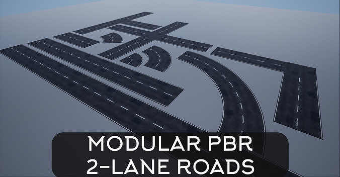 3D model Modular Patched Road pack PBR VR / AR / low-poly | CGTrader