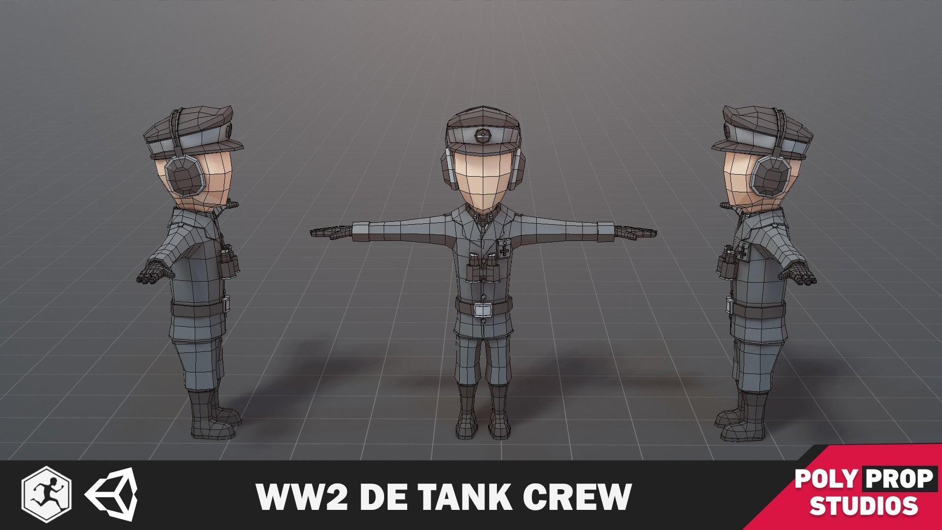 3D model WW2 DE Tank Crew VR / AR / low-poly rigged animated | CGTrader