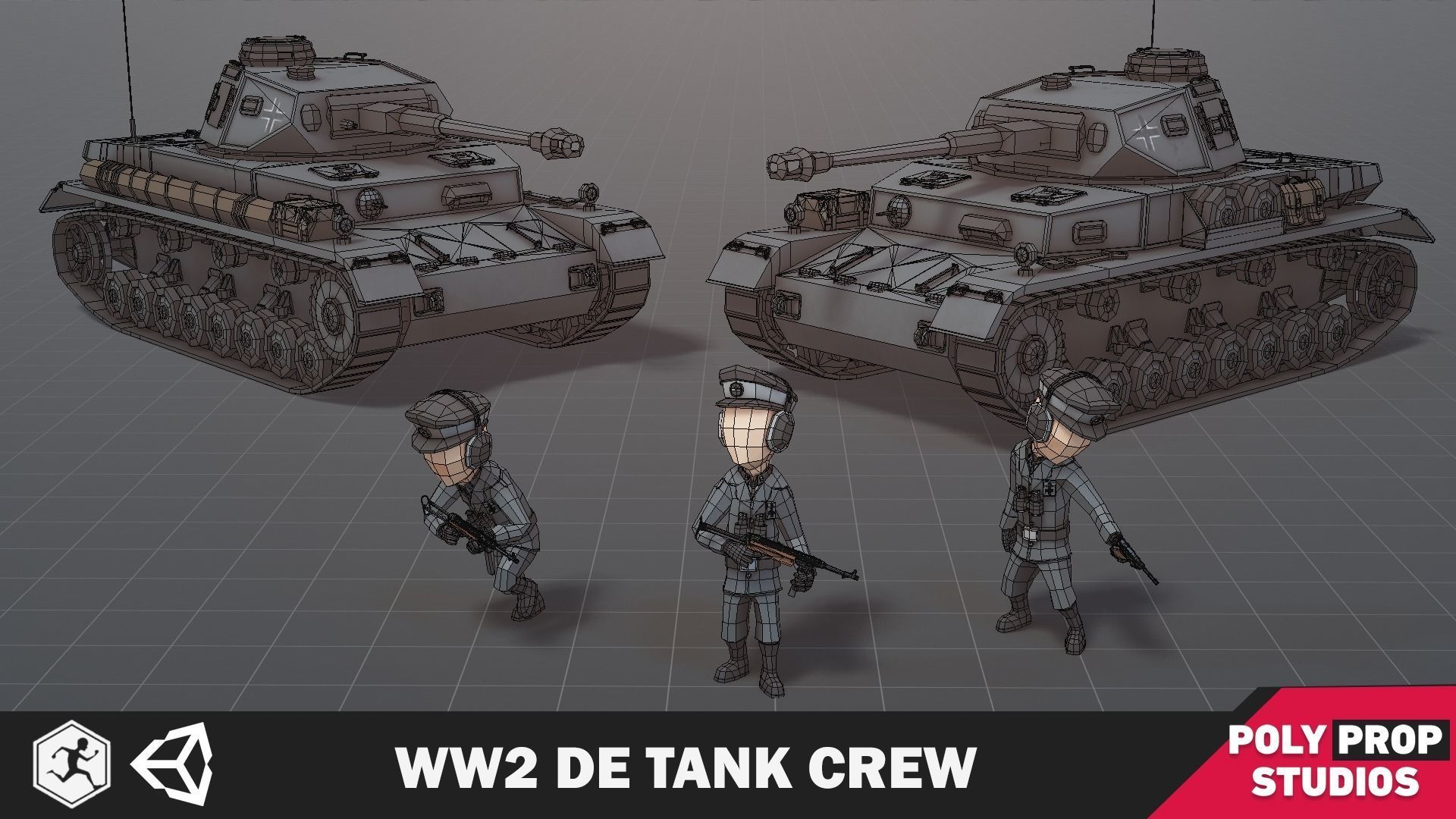 3D model WW2 DE Tank Crew VR / AR / low-poly rigged animated | CGTrader