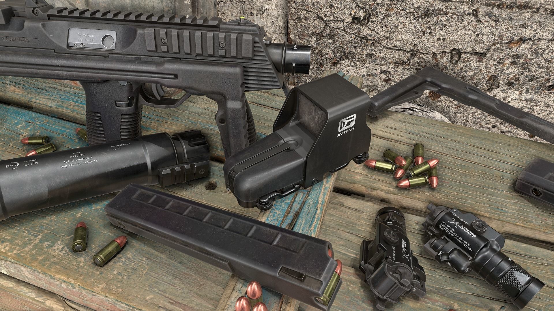 3D model MP9 SUBMACHINE GUN VR / AR / low-poly | CGTrader