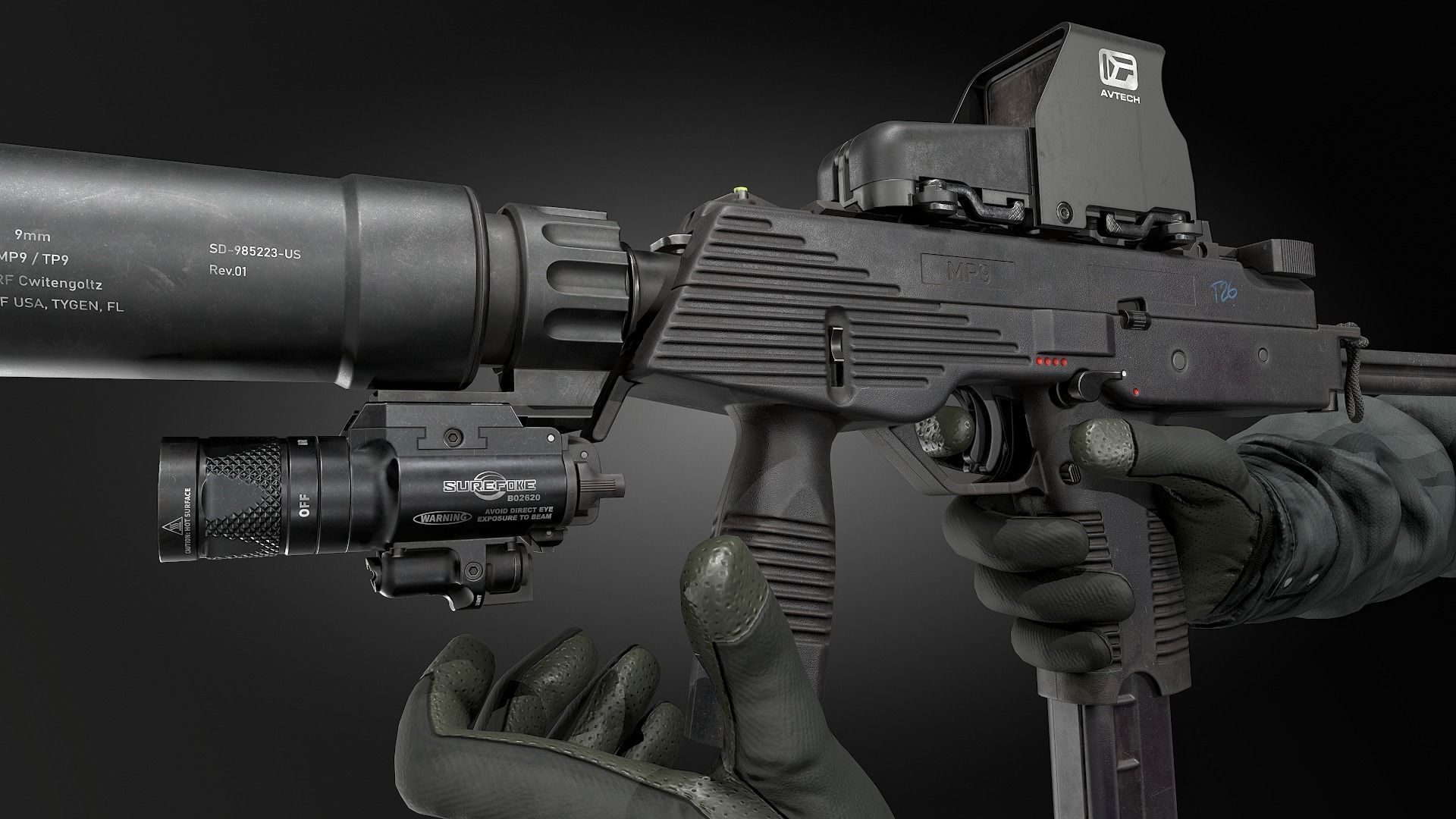 3D model MP9 SUBMACHINE GUN VR / AR / low-poly | CGTrader