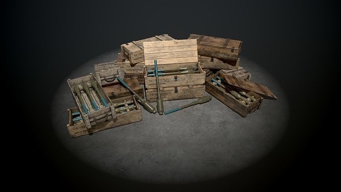 Military Crate with shots for RPG-7 free VR / AR / low-poly 3D model ...