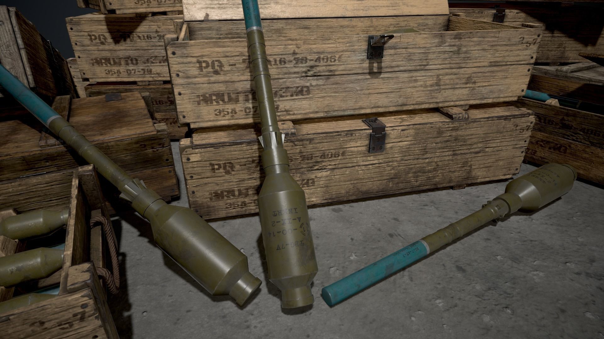 Military Crate with shots for RPG-7 free VR / AR / low-poly 3D model ...