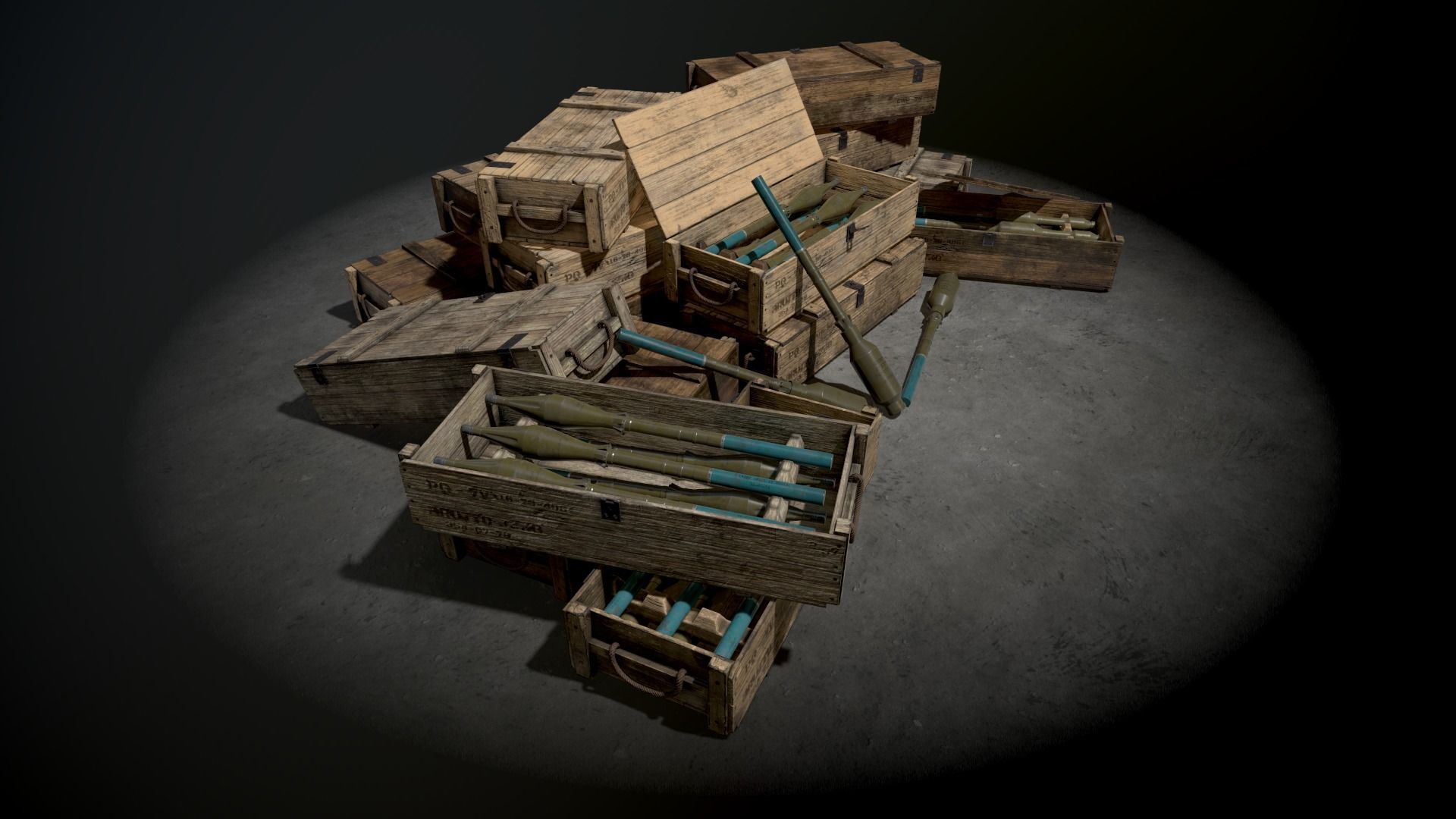 Military Crate with shots for RPG-7 free VR / AR / low-poly 3D model ...