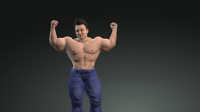 3D model BODYBUILDER man showing off his muscles VR / AR / low-poly ...