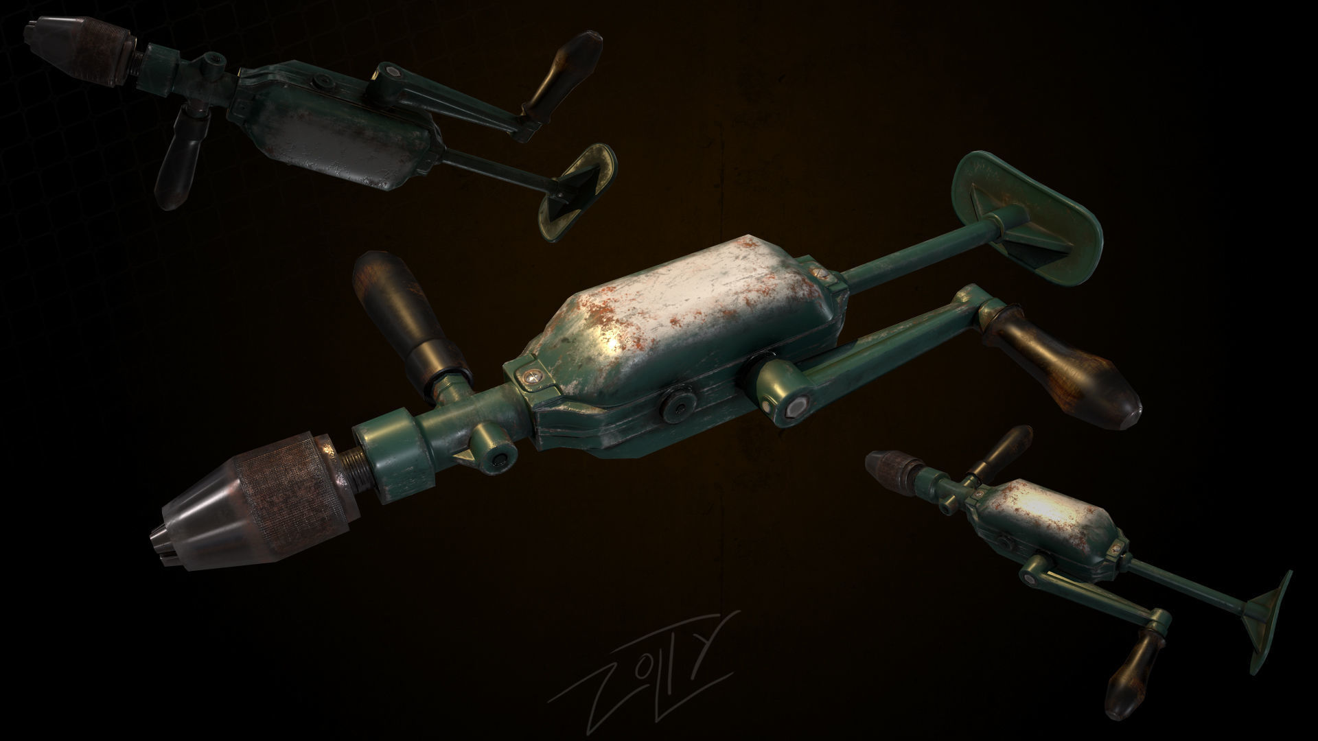 3D model Drill game ready and pbr texture VR / AR / low-poly | CGTrader