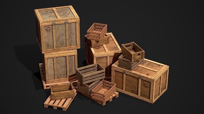 3D model Wooden Crate and Container Packed VR / AR / low-poly | CGTrader