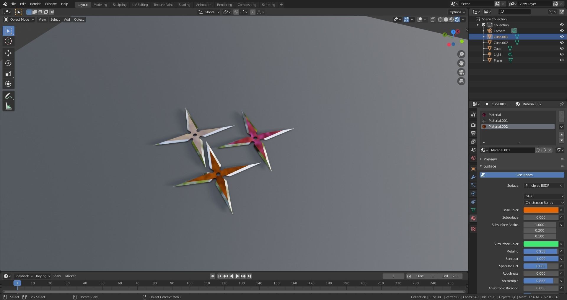 Multi-colored ninja stars 3D model | CGTrader