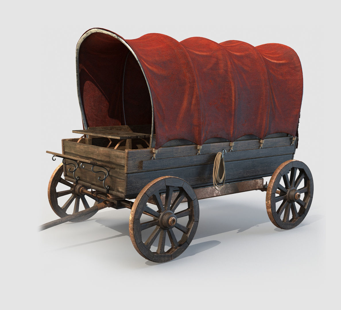 Wooden Covered Cart 3D Model 3D model | CGTrader