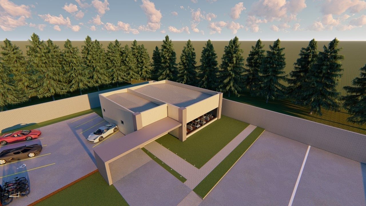 Academia fachada moderna - Gym modern facade REVIT NATIVE 3D model ...