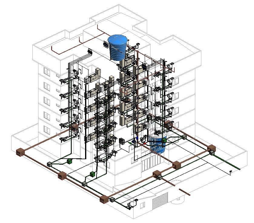 Architectural and hydrosanitary - Arquitetura e hidros REVIT 3D model ...