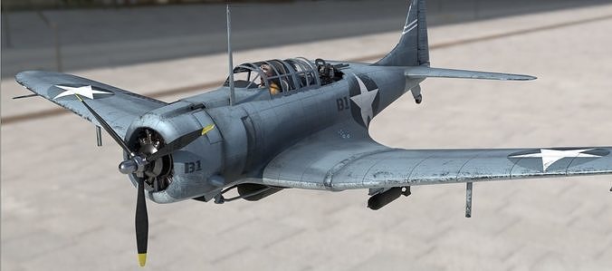 WW2 SDB3 Dauntless for production 3D model rigged | CGTrader