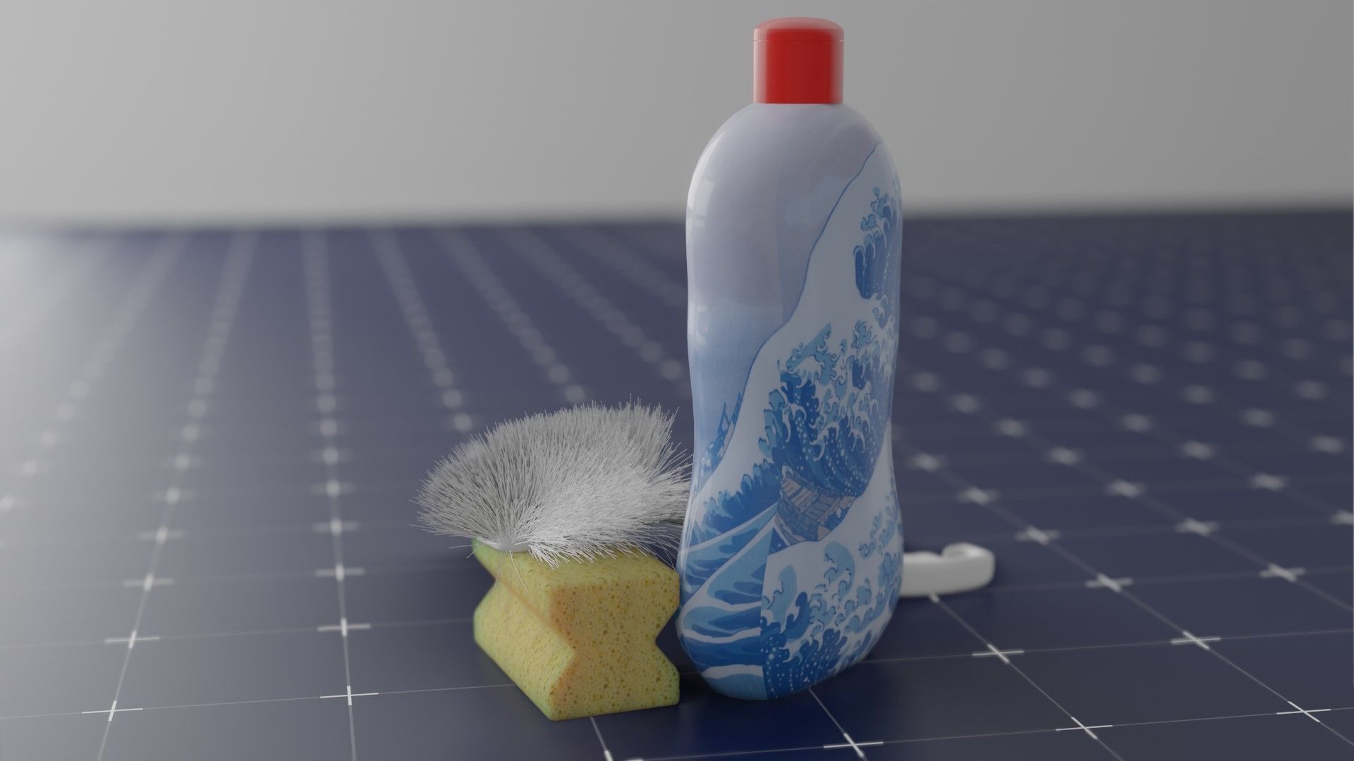 Cleaning Set bottle of liquid and sponge 3D model | CGTrader