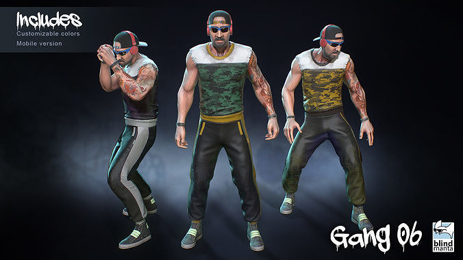 3D model Male Gang 06 VR / AR / low-poly rigged | CGTrader