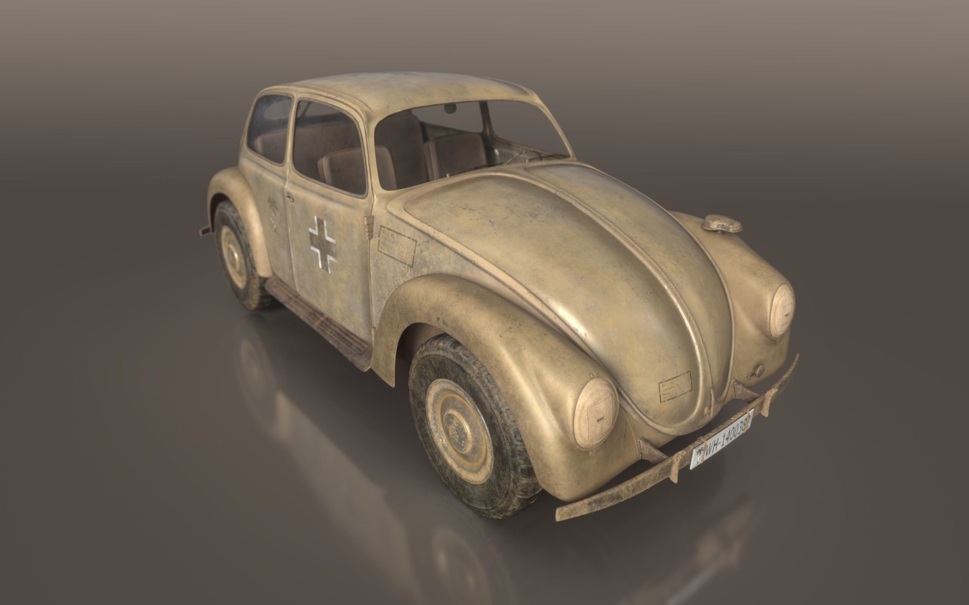 3D model VW beetle Typ 87 Afrika Korps staff car WW2 Western desert VR ...