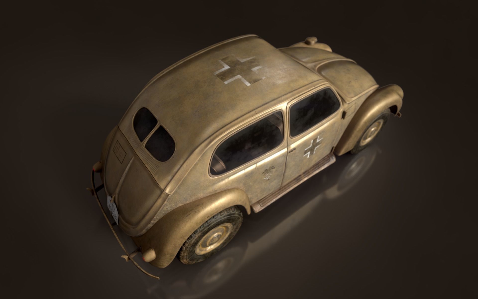 3D model VW beetle Typ 87 Afrika Korps staff car WW2 Western desert VR ...