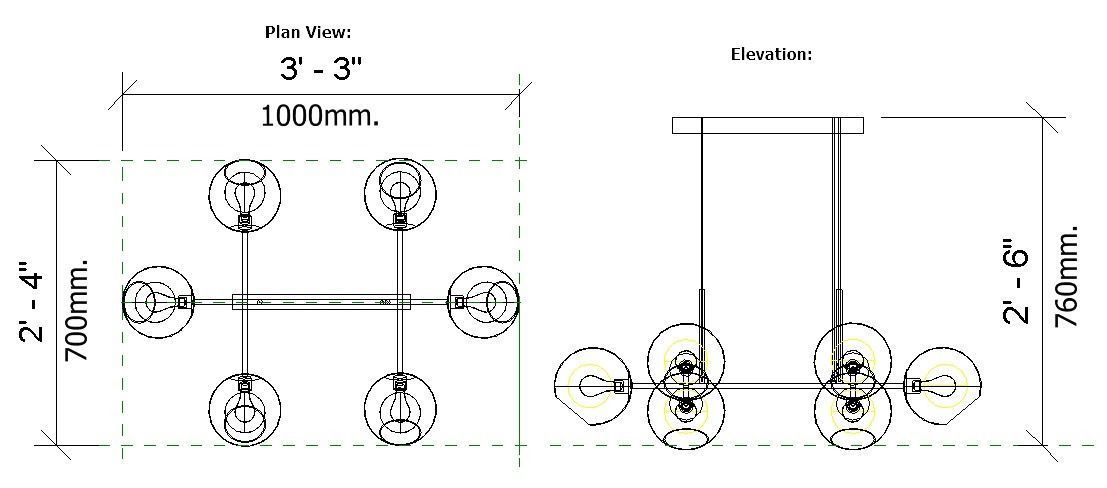Mid Century Modern 6 Light DNA Chandelier Light Fixture 3D model | CGTrader