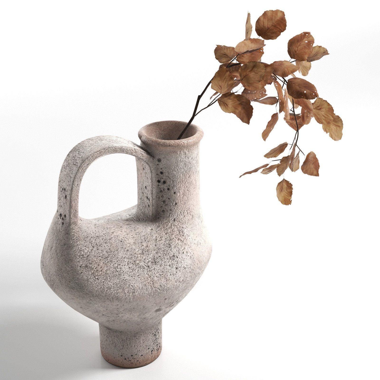 Pitcher with Dried Leaves 3D model | CGTrader