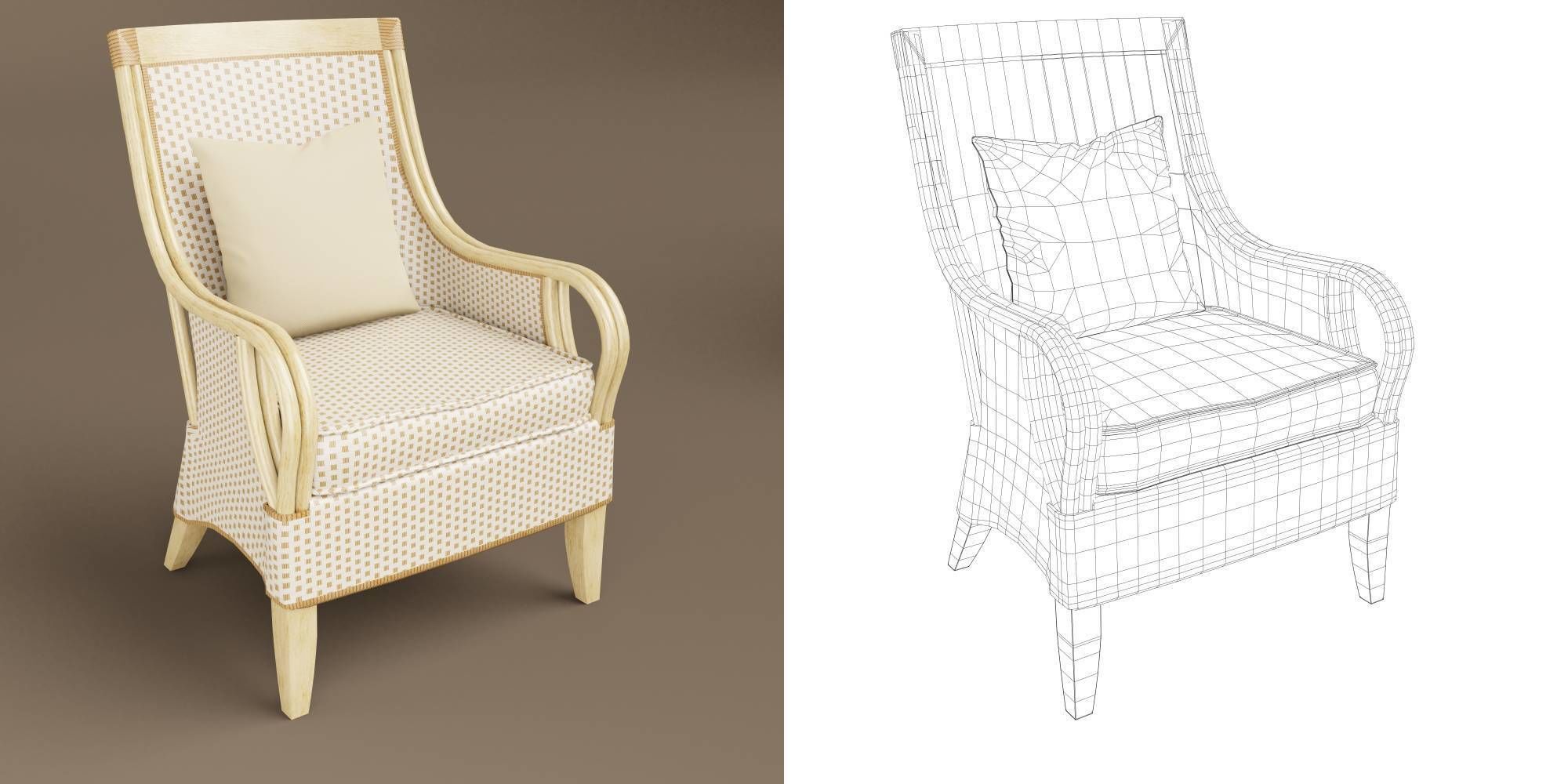Wicker chair set A 3D model 3D model | CGTrader