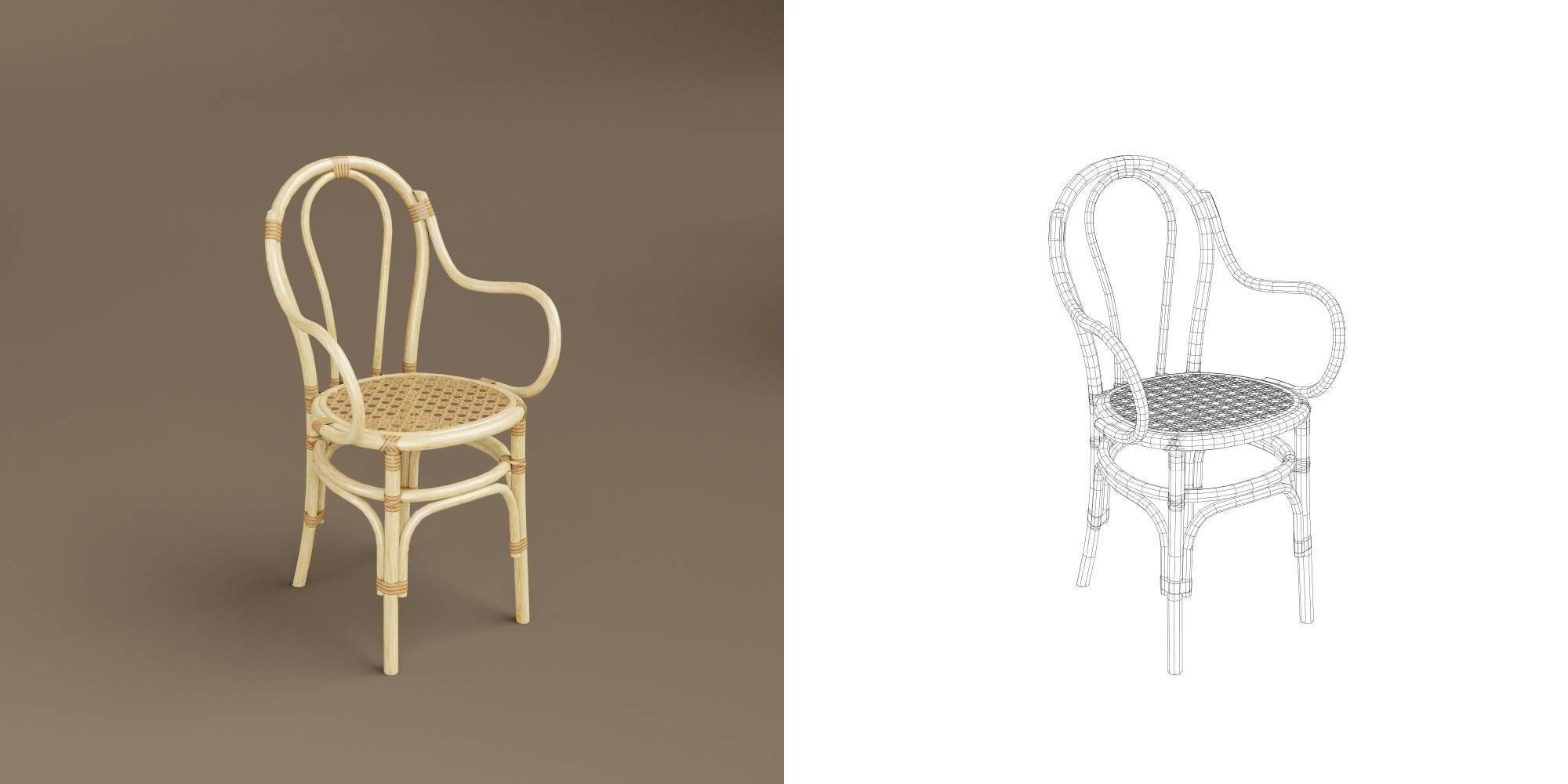Wicker chair set A 3D model 3D model | CGTrader