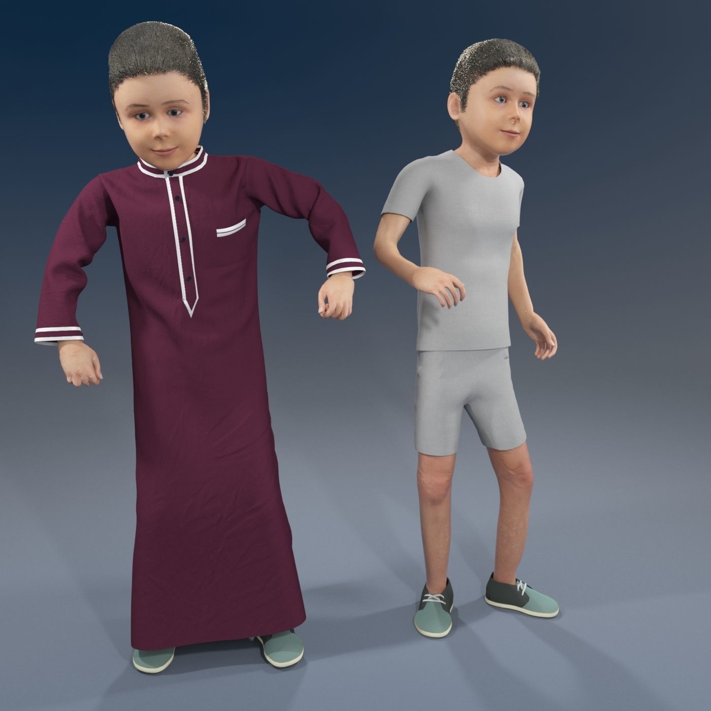 Arabic family 4 x models real cloth simulation animation 3 3D Model ...