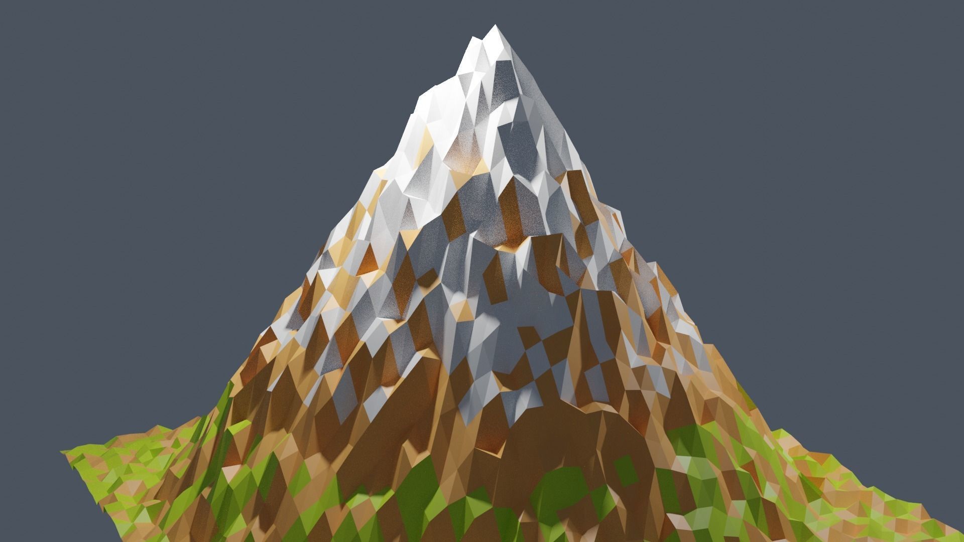 3D model Low Poly Mountain with Snow on top and Green on bottom VR / AR ...
