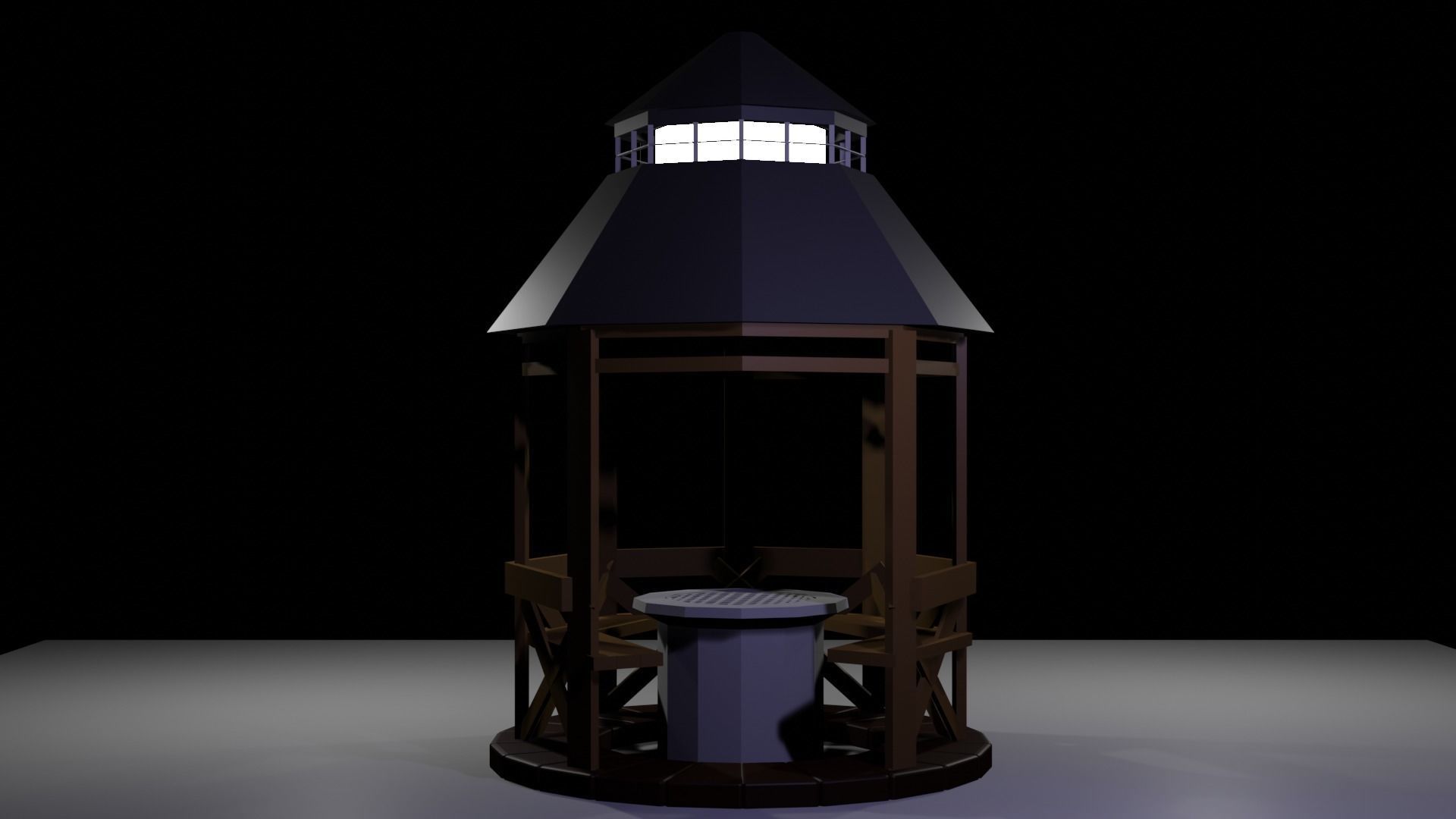 3D model Low-Poly Outdoor BBQ Gazebo VR / AR / low-poly animated | CGTrader