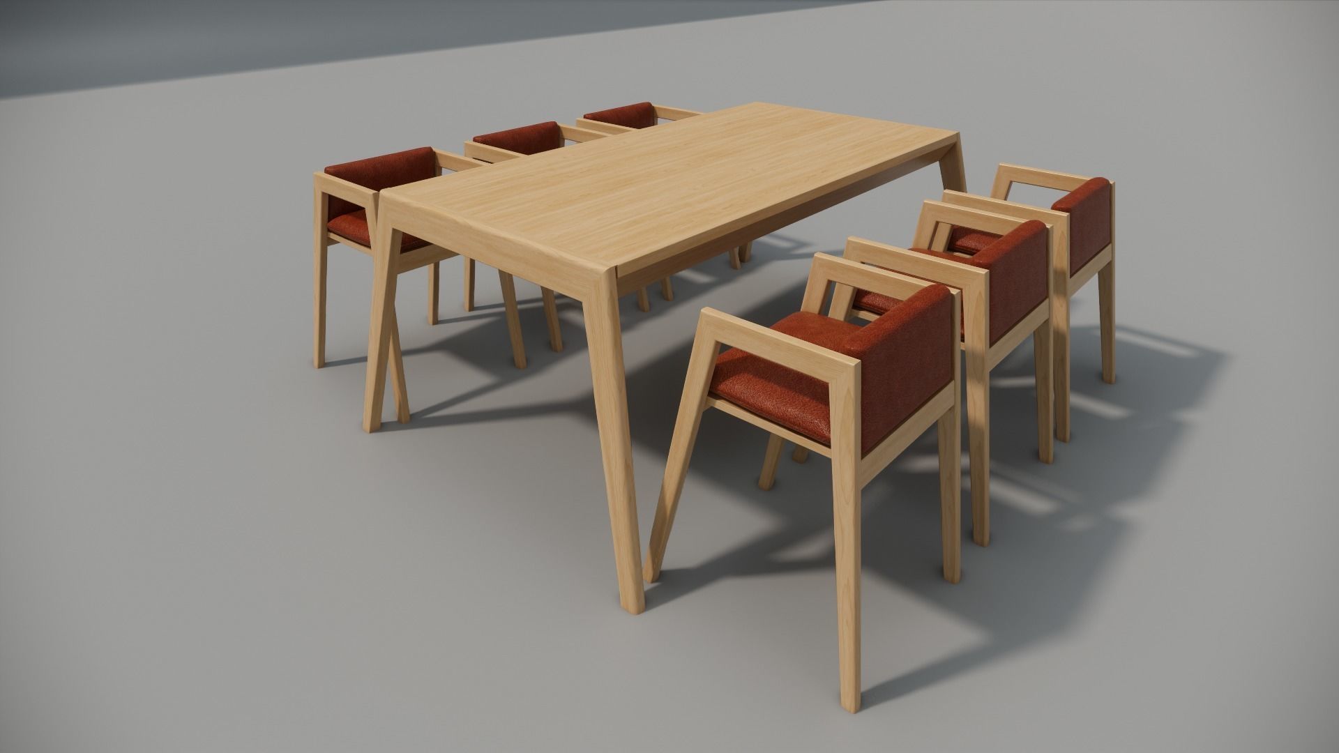 Table and chair Family for Revit three sizes wood 3d model 3D model ...