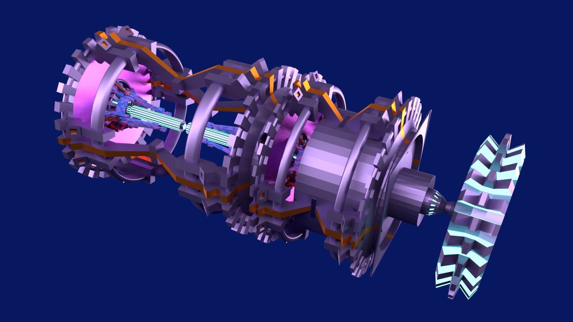 sci fi space iron piston 3D model | CGTrader