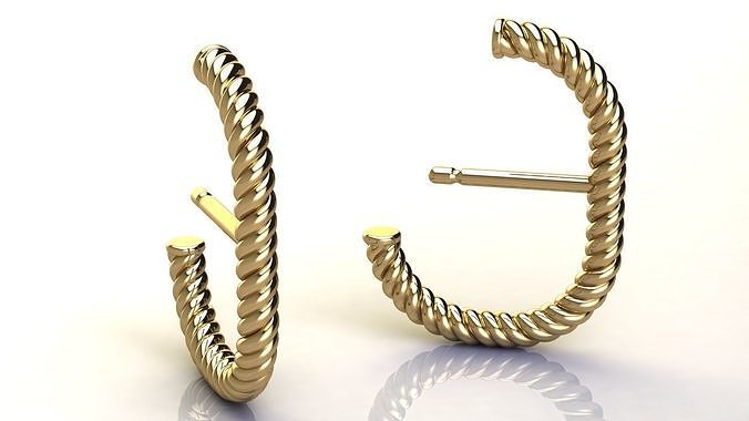 3D model Cable Ear Hook Earrings VR / AR / low-poly | CGTrader