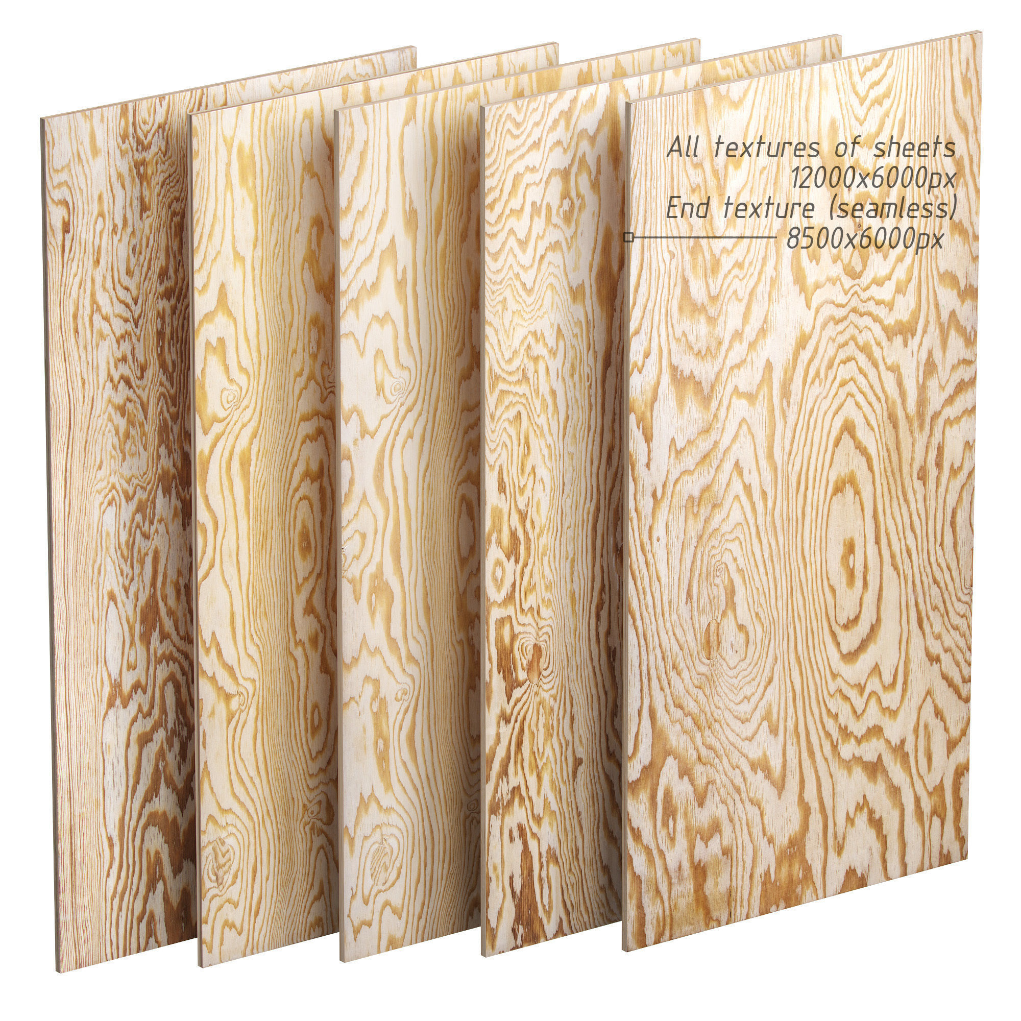 3D model A set of sheets of plywood v2 - 5 items