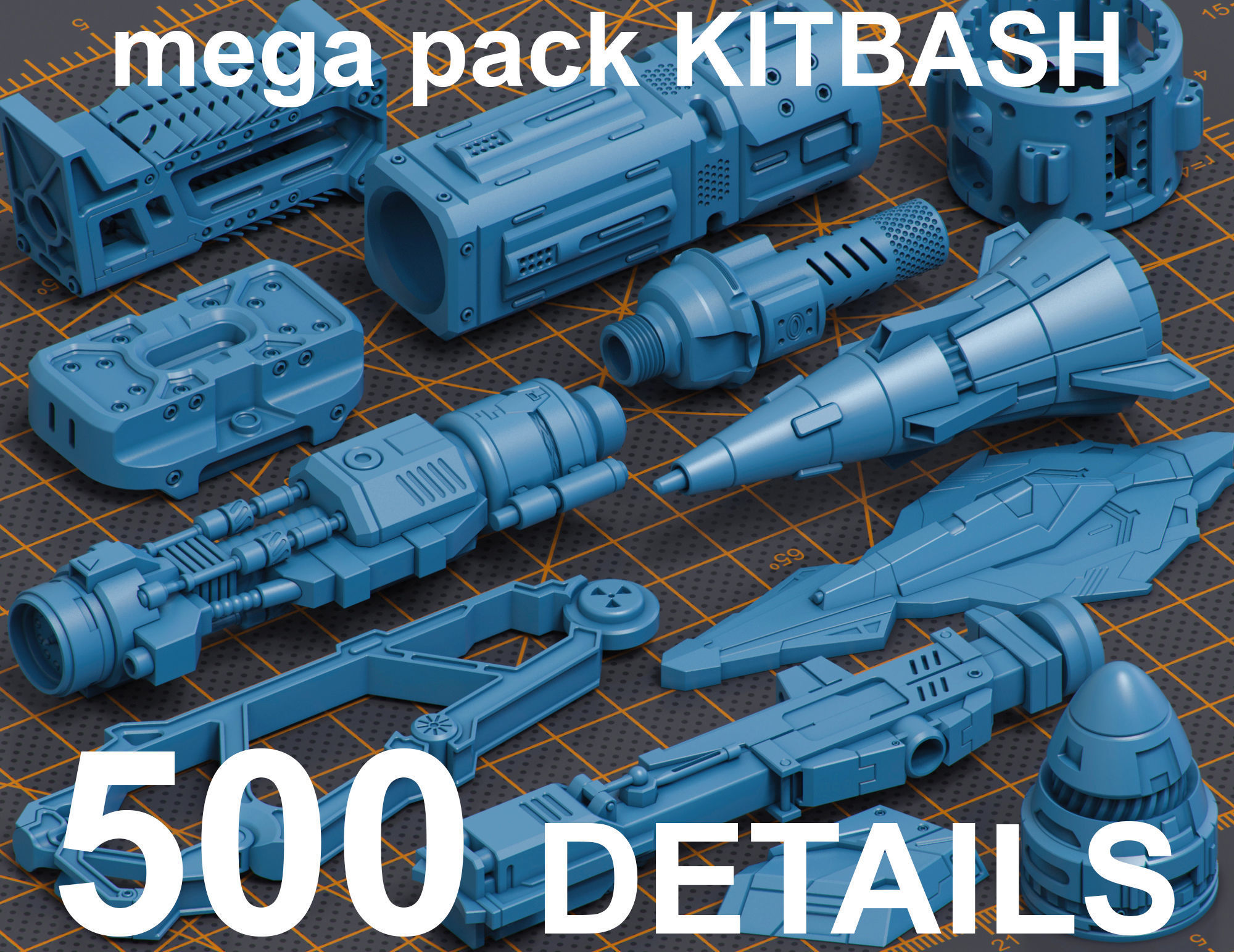 Mega Pack Hard Surface Kitbash 500 DETAILS 3D model | CGTrader