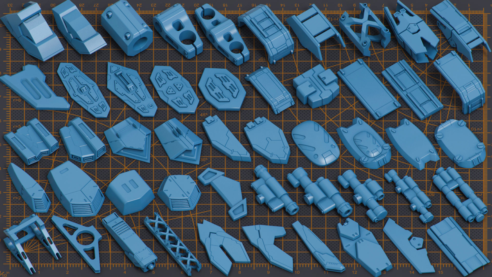 Mega Pack Hard Surface Kitbash 500 DETAILS 3D model | CGTrader