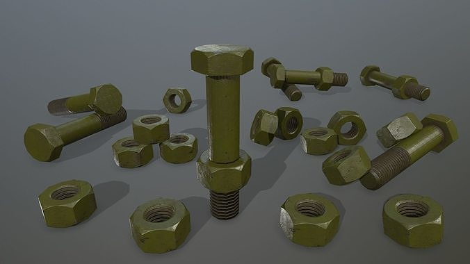 3D model Bolts bolt and nut VR / AR / low-poly | CGTrader